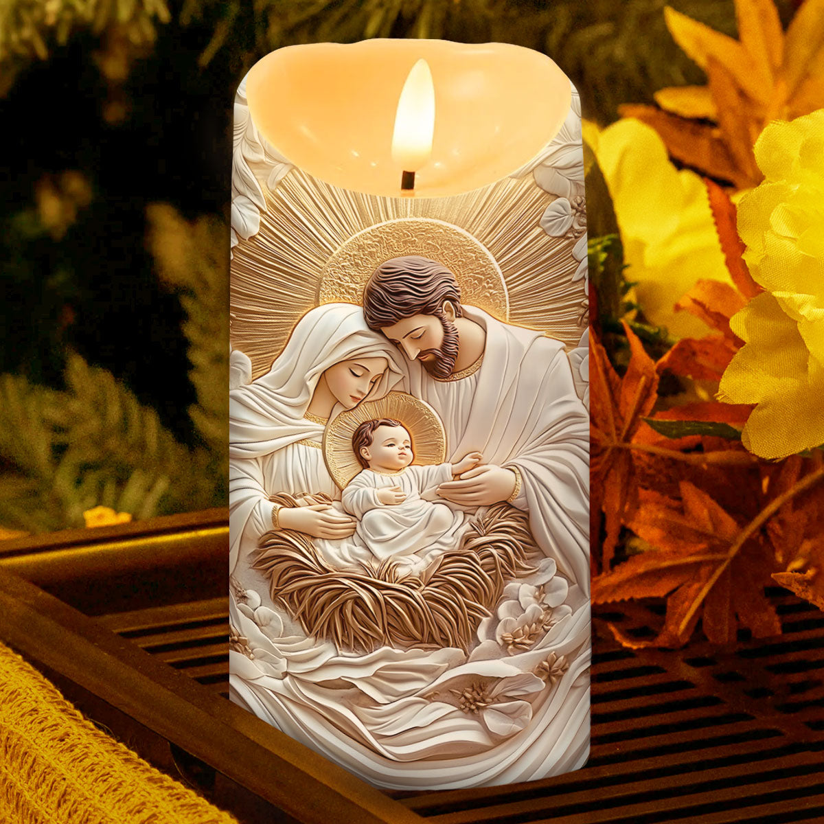 Radiant Nativity Holy Family - Flameless LED Candle – FaithCorner