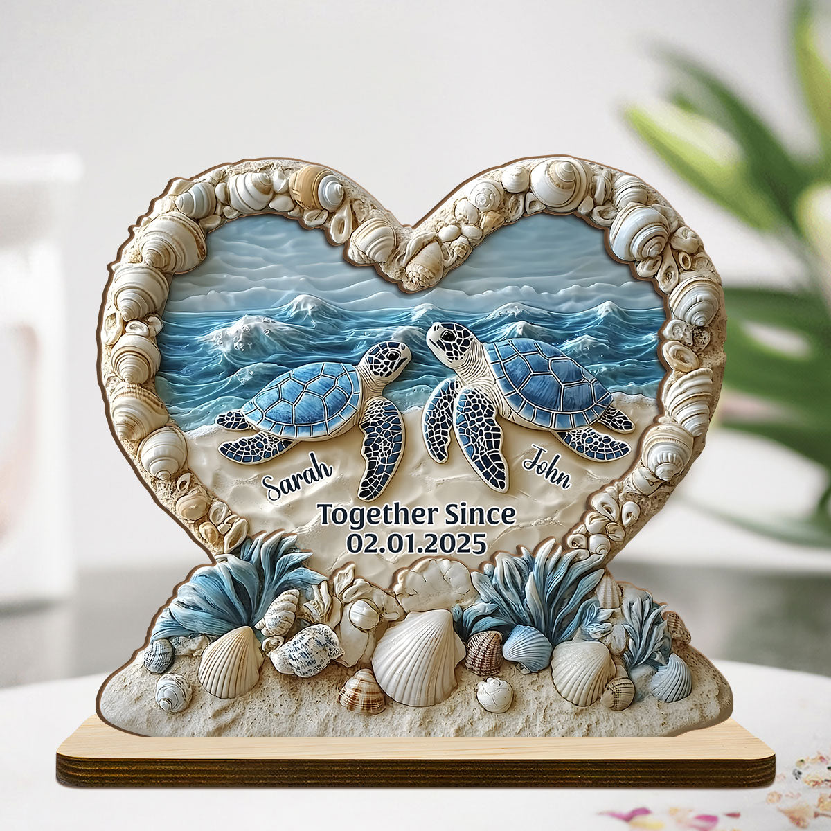 Forever By The Sea - Personalized 2-Layer Wood Plaque With Flat Base ...