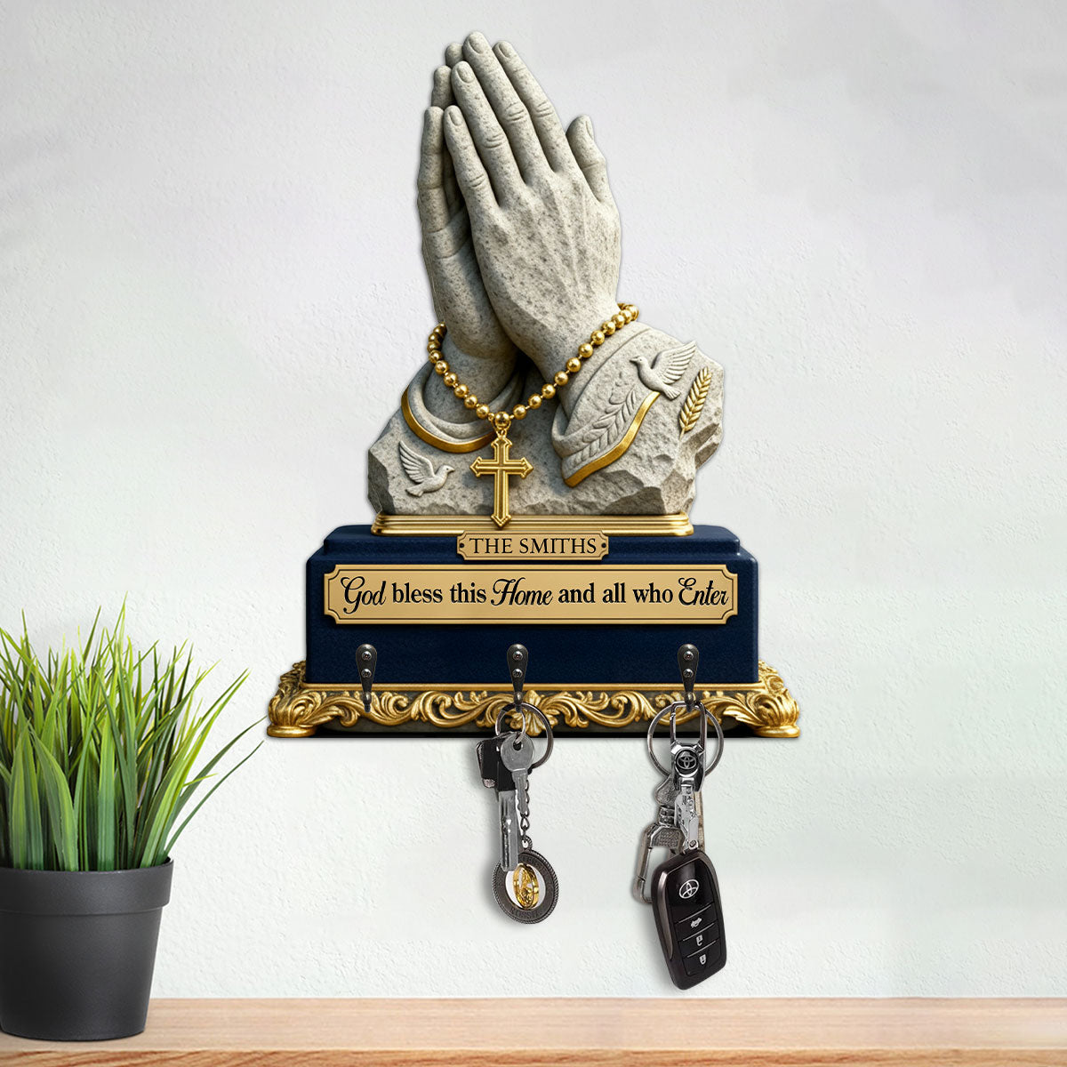 God Bless This Home And Who Enter - Personalized Key Holder – FaithCorner