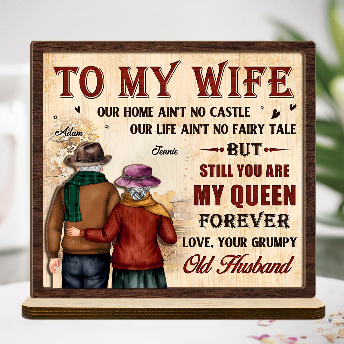 Side By Side - Personalized 2-Layer Wood Plaque With Flat Base ...