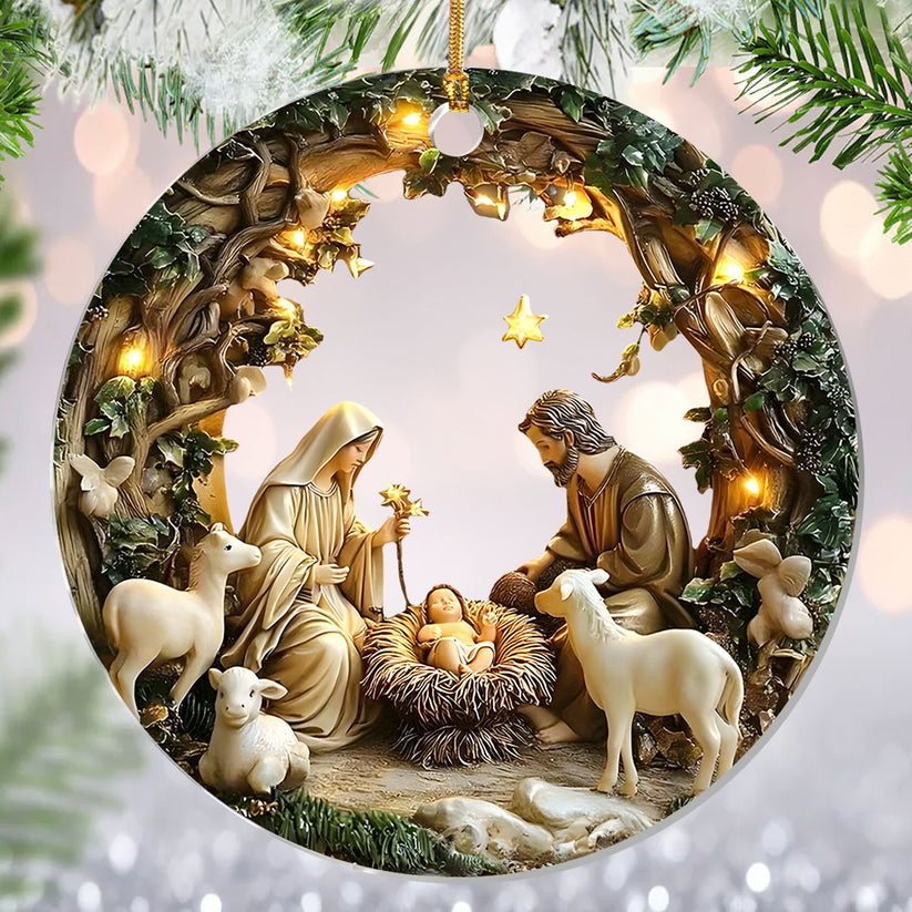 Holy Nativity Glow - 1-Layer Acrylic Ornament – FaithCorner