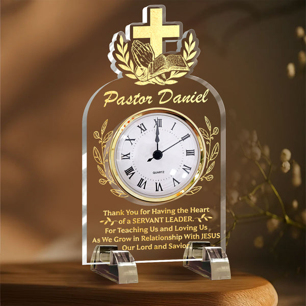 Servant Leader Pastor - Personalized Acrylic Desk Clock – FaithCorner