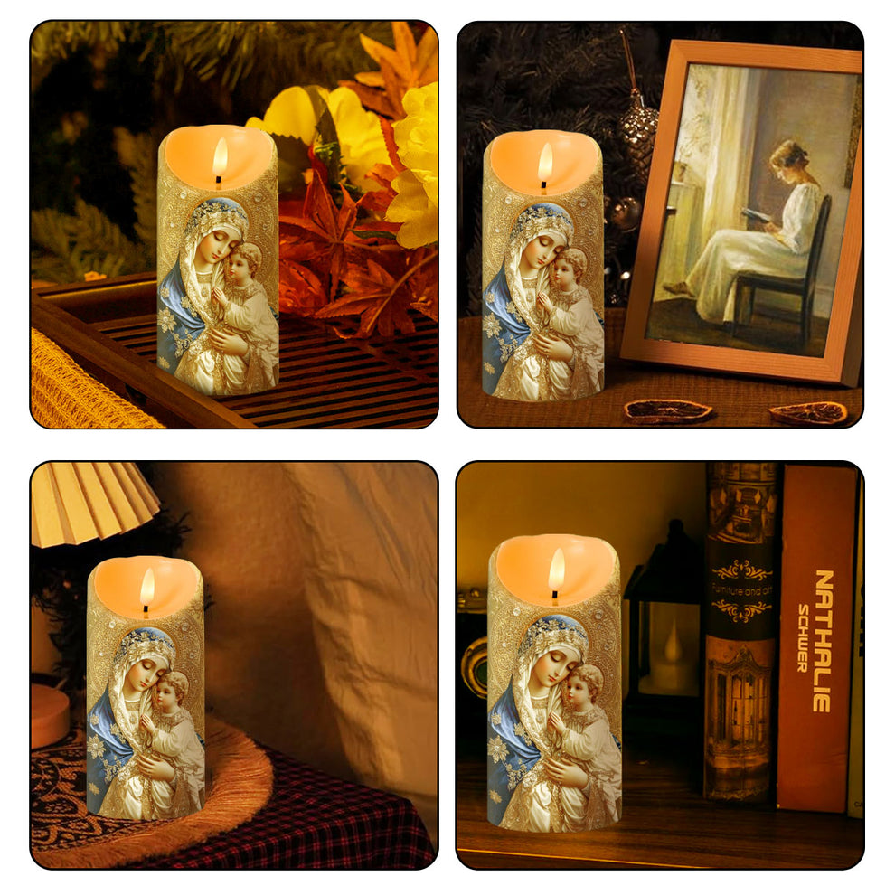 Gift For Mom - Blessed Mother And Child - Flameless LED Candle ...